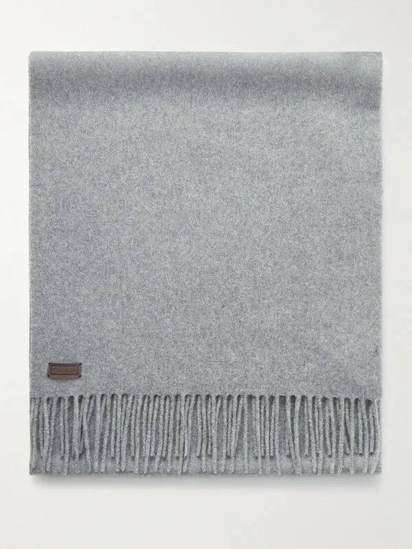 Canali Fringed Cashmere Scarf - Gray