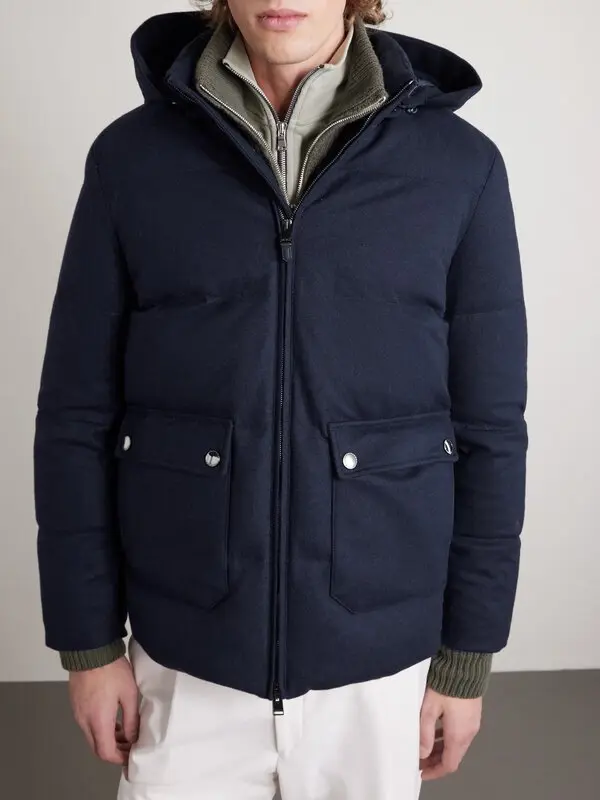 Canali Hooded Cashmere Down Jacket