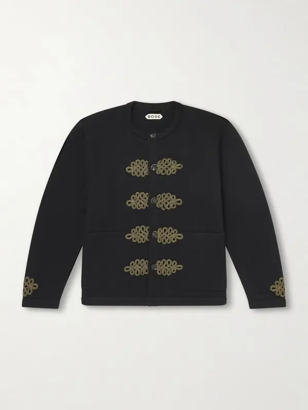 BODE Bannister Appliquéd Virgin Wool Cardigan