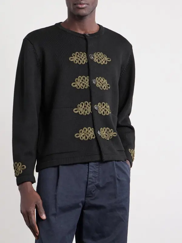 BODE Bannister Appliquéd Virgin Wool Cardigan