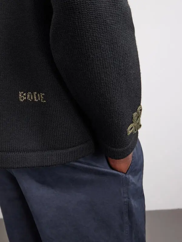 BODE Bannister Appliquéd Virgin Wool Cardigan