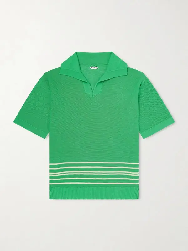 BODE Bentgrass Striped Cotton Polo Shirt - Green