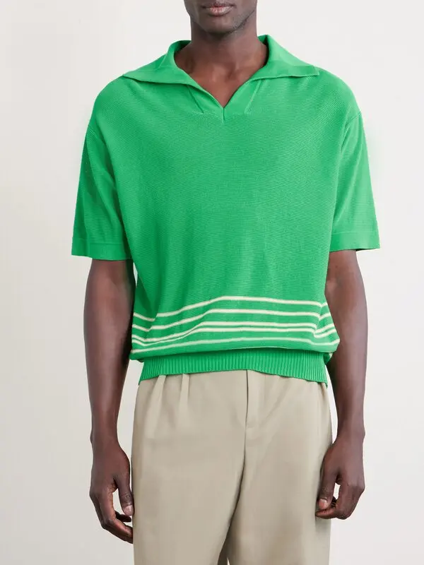 BODE Bentgrass Striped Cotton Polo Shirt - Green