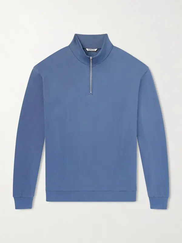 Auralee Cotton Half-zip Sweatshirt - Blue