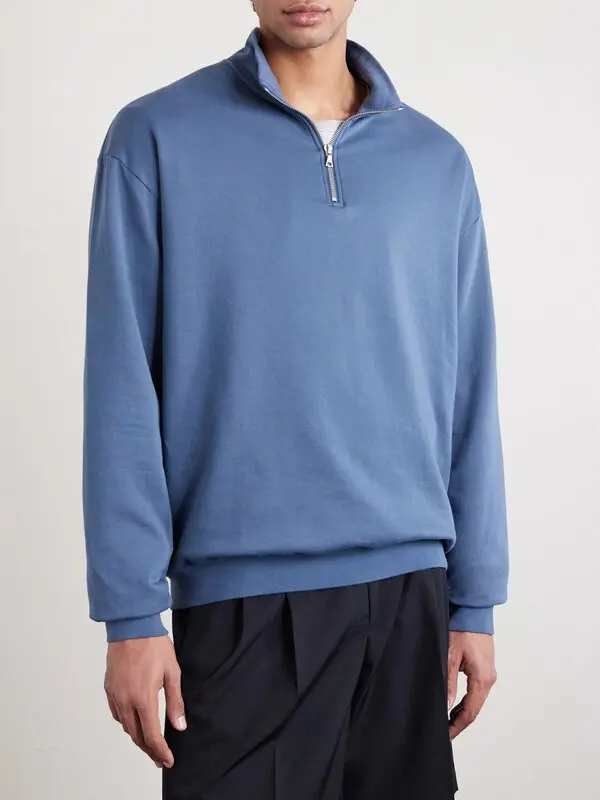 Auralee Cotton Half-zip Sweatshirt - Blue
