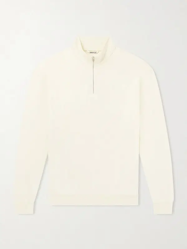 Auralee Cotton Half-zip Sweatshirt - Neutrals