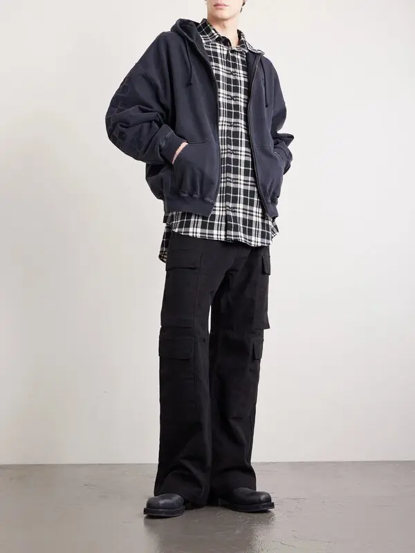 Vetements Leather-appliquéd Checked Cotton-flannel Shirt