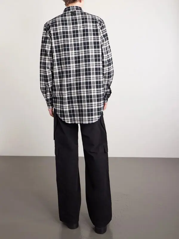 Vetements Leather-appliquéd Checked Cotton-flannel Shirt