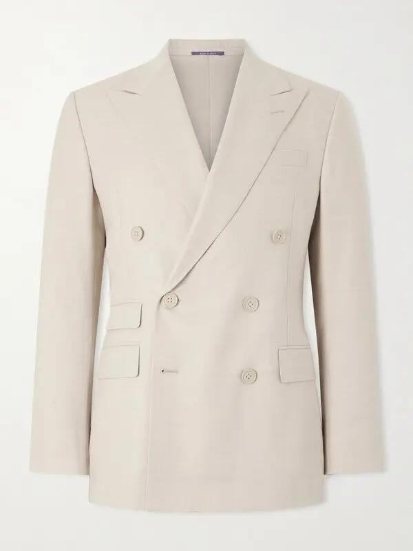 Ralph Lauren Purple Label Double-breasted Wool-flannel Blazer