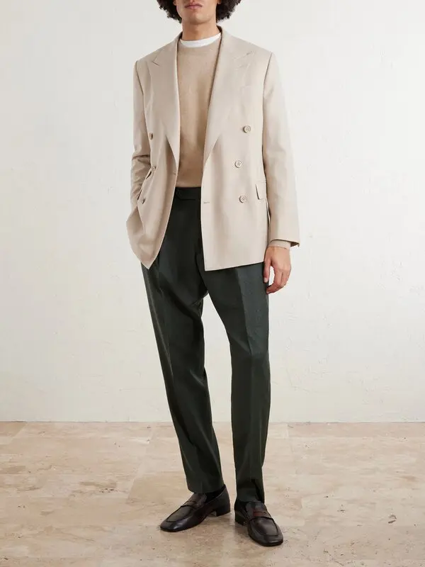 Ralph Lauren Purple Label Double-breasted Wool-flannel Blazer