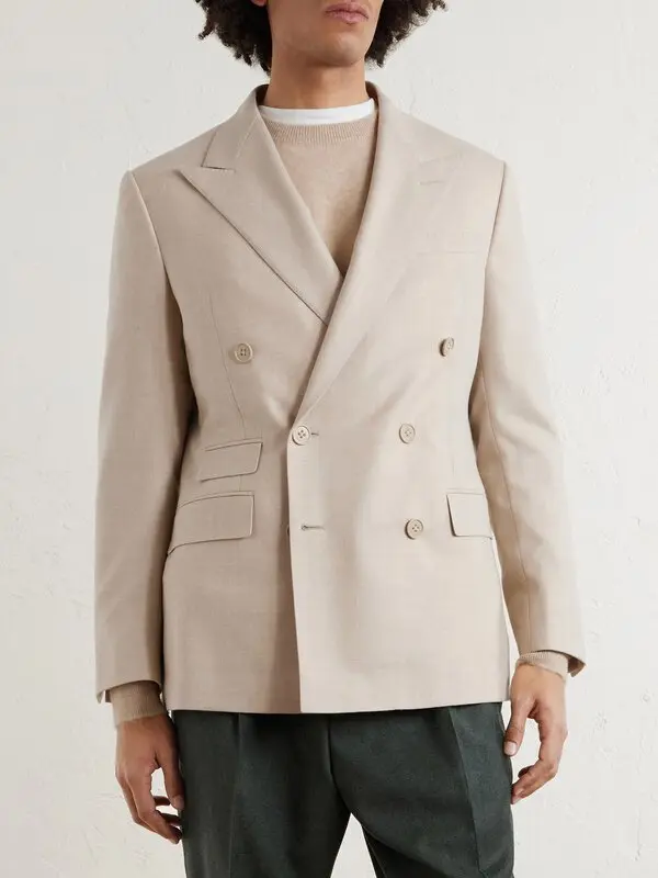 Ralph Lauren Purple Label Double-breasted Wool-flannel Blazer