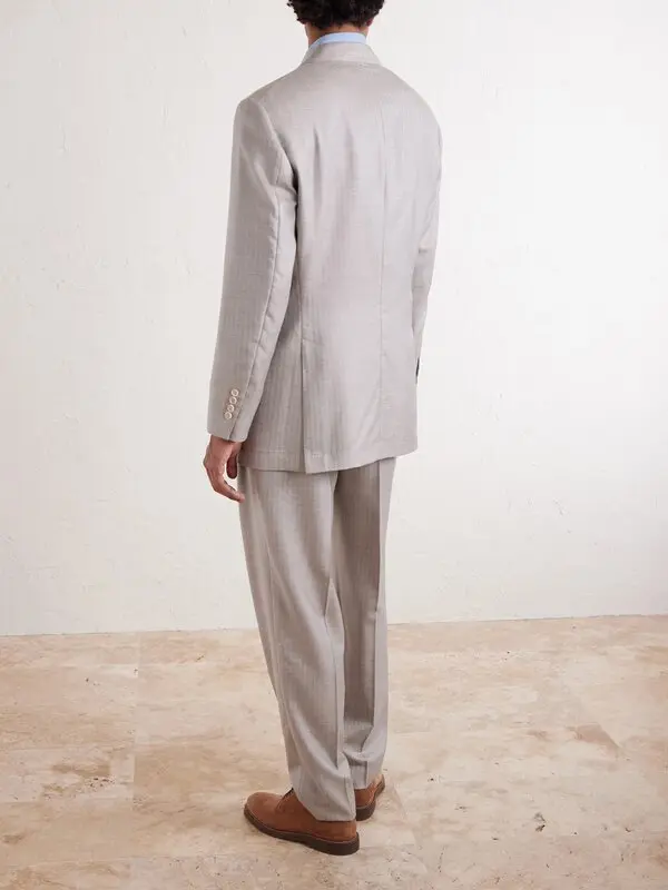 TOM FORD Double-breasted Herringbone Suit Jacket - Neutrals
