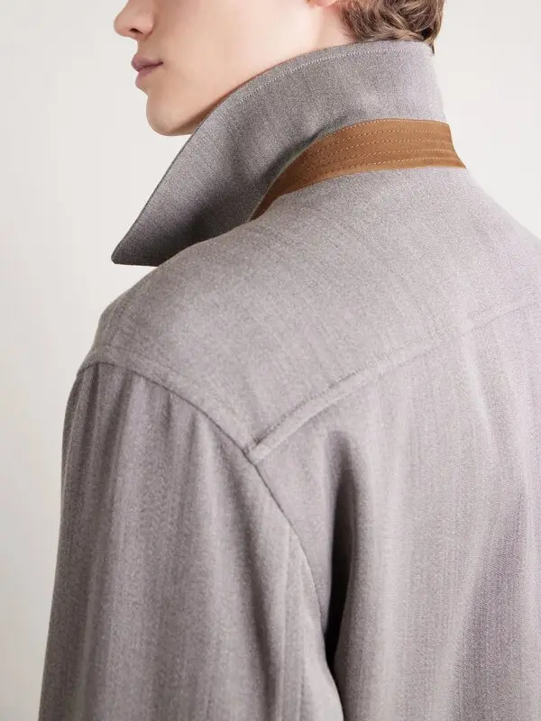 Dunhill Wool Jacket With Suede Trim