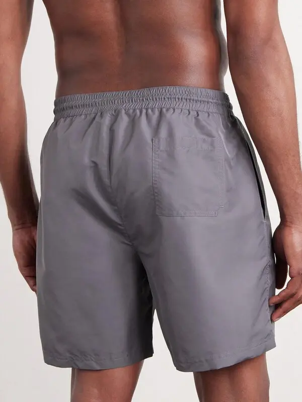 Brunello Cucinelli Straight-leg Mid-length Logo-embroidered Swim Shorts - Gray