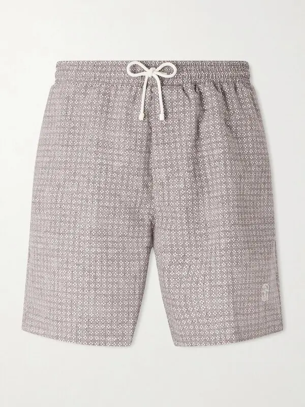 Brunello Cucinelli Straight-leg Printed Swim Shorts - Brown