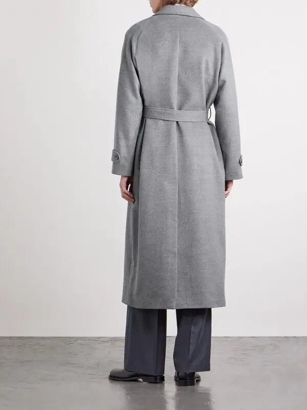 SAMAN AMEL Belted Wool Overcoat - Gray