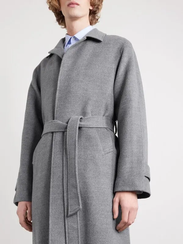 SAMAN AMEL Belted Wool Overcoat - Gray