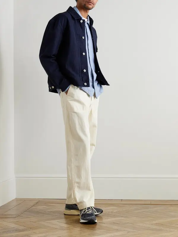 Folk Patch Cotton-seersucker Shirt - Blue