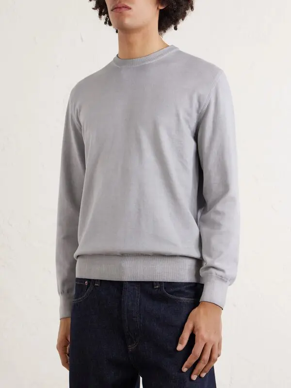 Altea Cotton And Cashmere-blend Crewneck Sweater - Gray