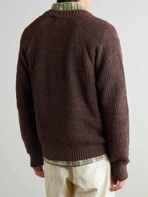 Folk Open-knit Zip-up Cardigan