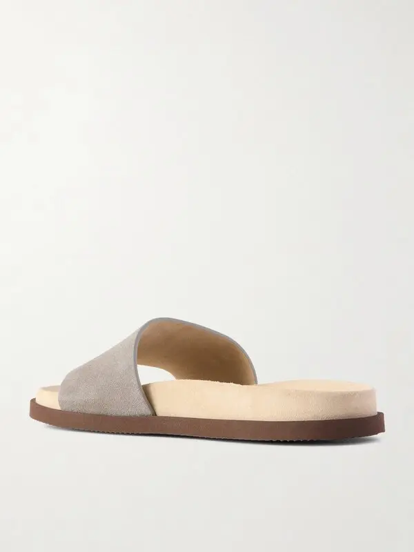 Brunello Cucinelli Suede Slides - Gray