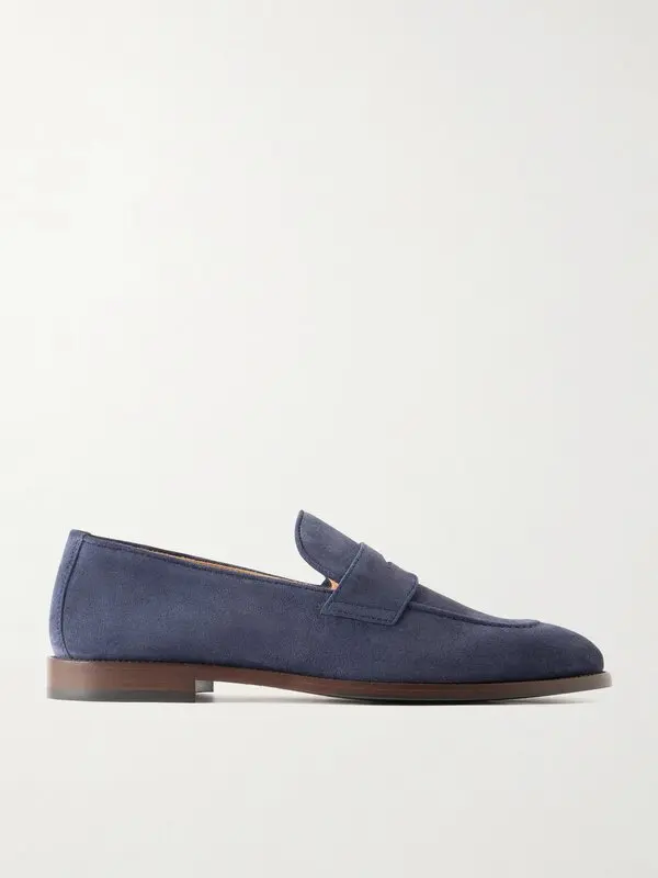 Brunello Cucinelli Flex Suede Penny Loafers