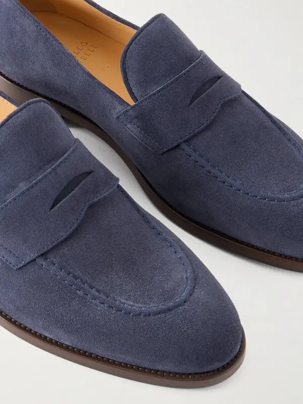 Brunello Cucinelli Flex Suede Penny Loafers
