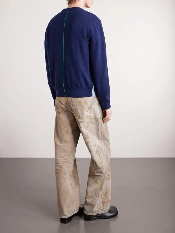Loewe Logo-embroidered Wool-blend Cardigan - Blue