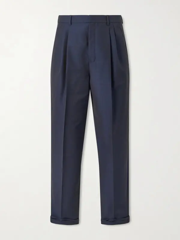 Saint Laurent Tapered Pleated Wool And Mohair-blend Trousers