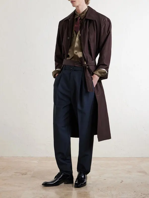 Saint Laurent Tapered Pleated Wool And Mohair-blend Trousers