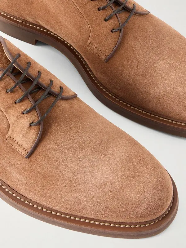 Brunello Cucinelli Suede Derby Shoes - Brown