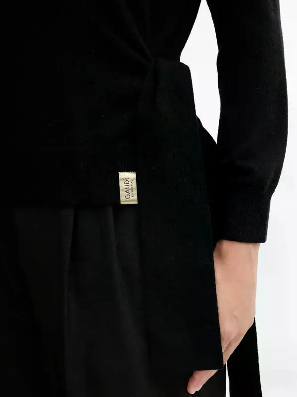 GAUDI Ribbed Turtleneck Sweater With Tie Detail