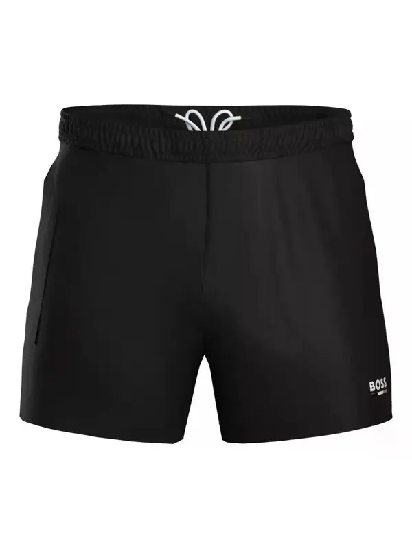 BOSS Logo-detail Drawstring Swim Shorts - Black