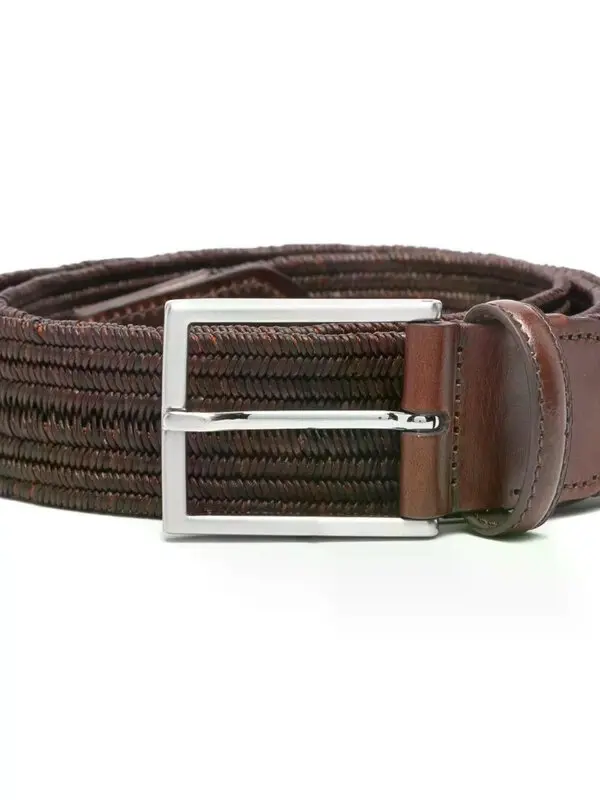 Canali Belt With Silver-tone Buckle - Brown