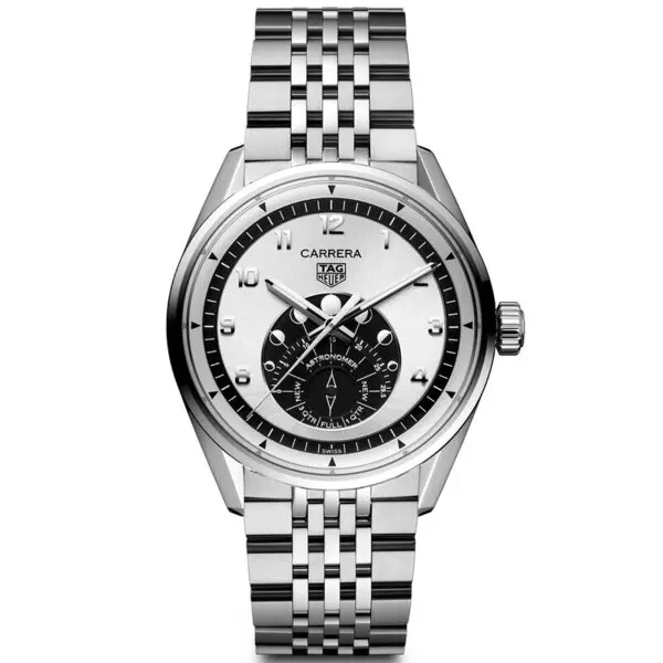 Tag Heuer Carrera Astronomer Silver Dial Watch - Stainless Steel