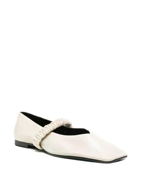 ALOHAS Square-toe Ballet Flats With Gathered Strap - Neutrals