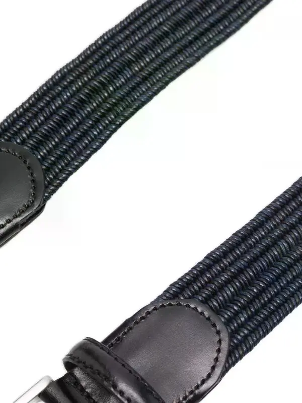 Canali Braided Leather Belt - Blue