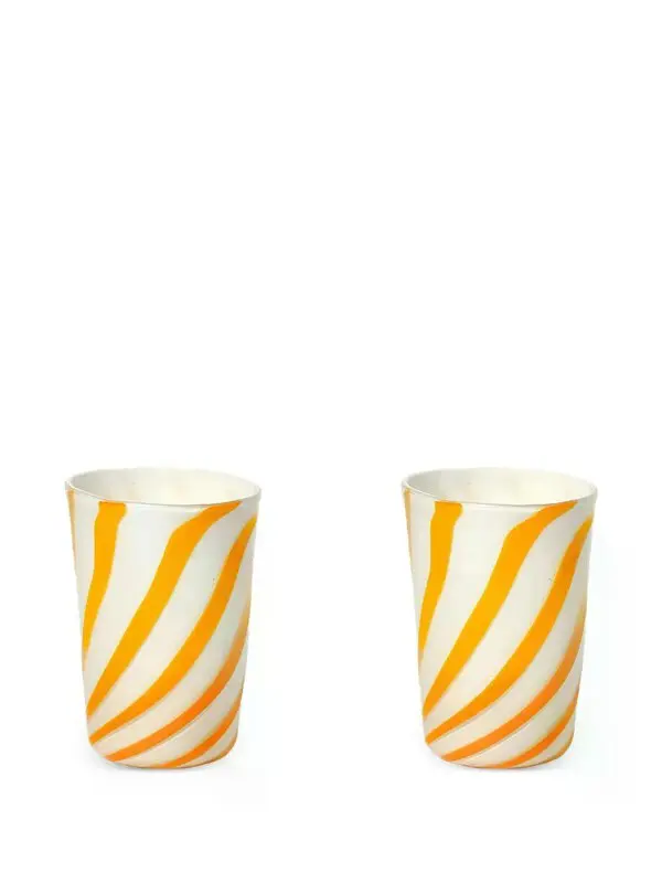 BITOSSI HOME Striped Glass Set - White