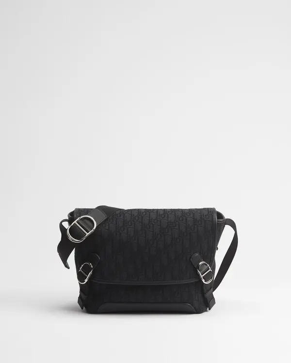 Dior Small Messenger Bag With Flap - Black Dior Oblique Jacquard