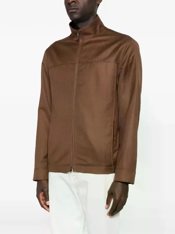 Canali Zip-up Shirt Jacket - Brown