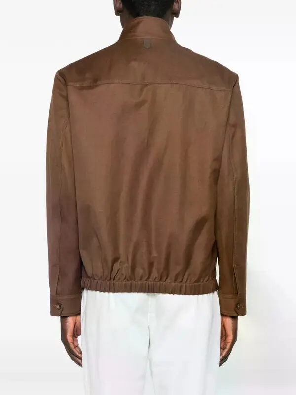 Canali Zip-up Shirt Jacket - Brown