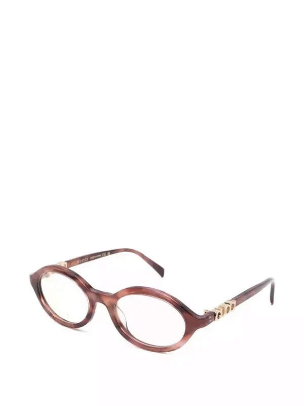 Gucci Logo-plaque Oval Frame Eyeglasses
