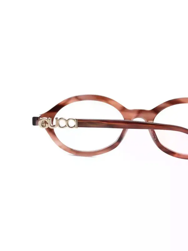 Gucci Logo-plaque Oval Frame Eyeglasses