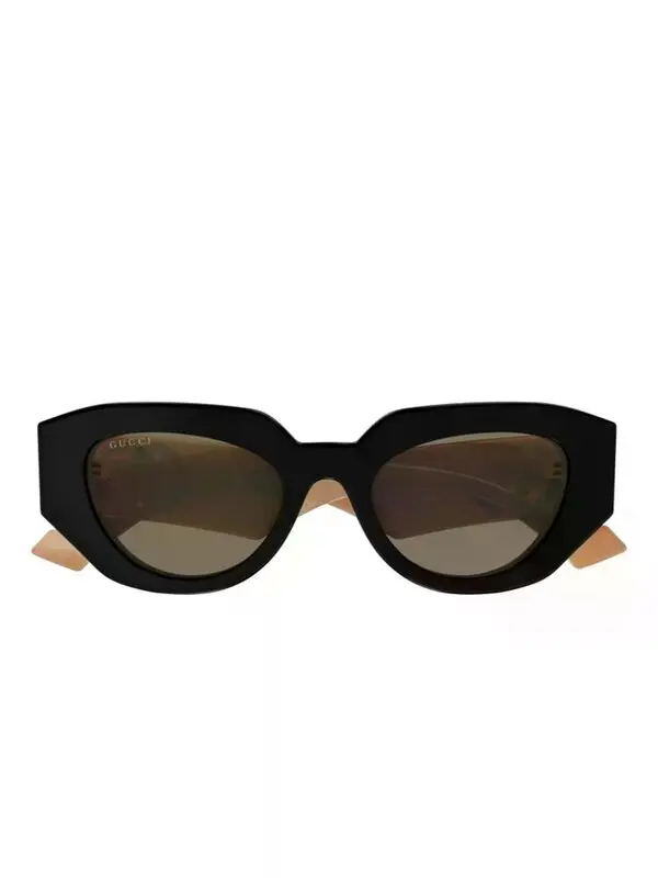 Gucci Logo-detail Cat-eye Sunglasses - Black