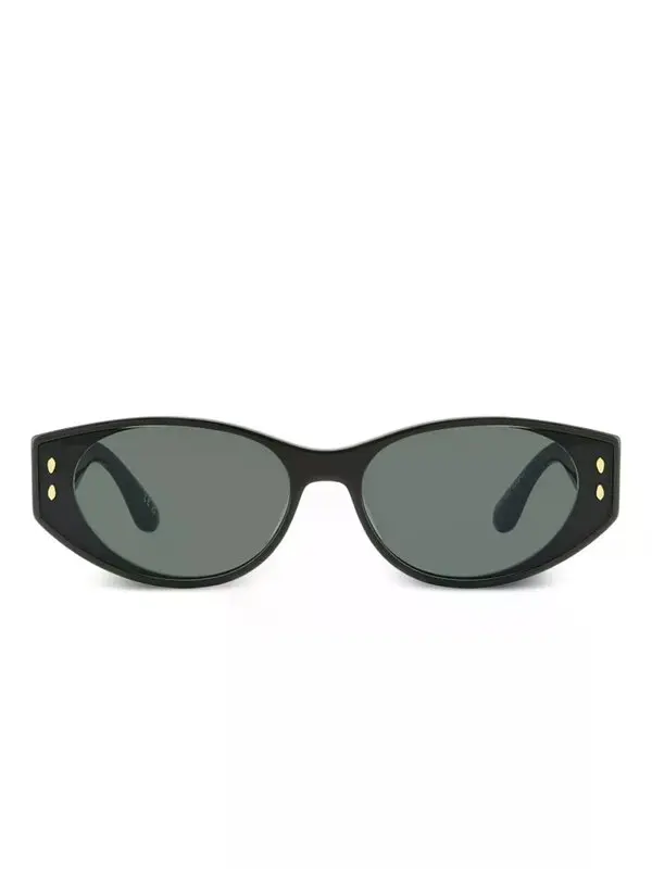 Isabel Marant Oval-frame Studded Sunglasses - Black