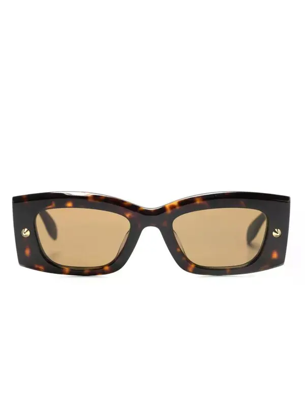 Alexander McQueen Spike Studded Rectangular Sunglasses - Brown