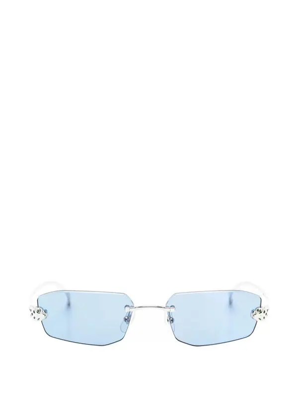 Cartier Rimless Rectangle-frame Sunglasses - Blue