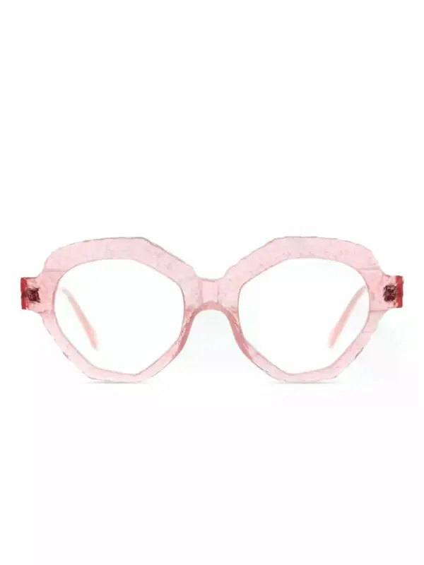 KUBORAUM Textured Geometric Frame Glasses - Pink