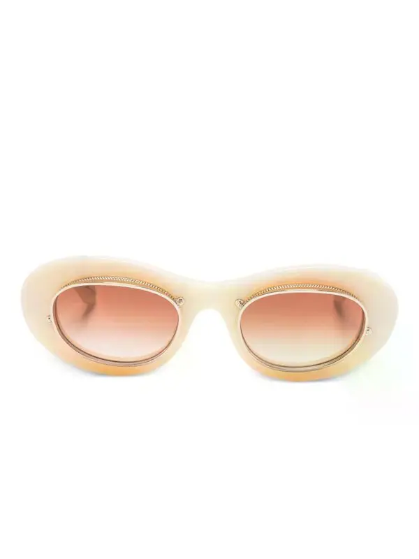 Matsuda 10604h Oval-frame Sunglasses With Gold-tone Detailing - Neutrals