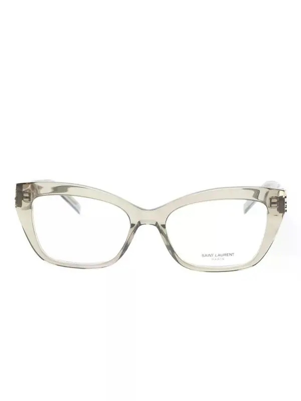 Saint Laurent Cat-eye Logo Glasses - Brown